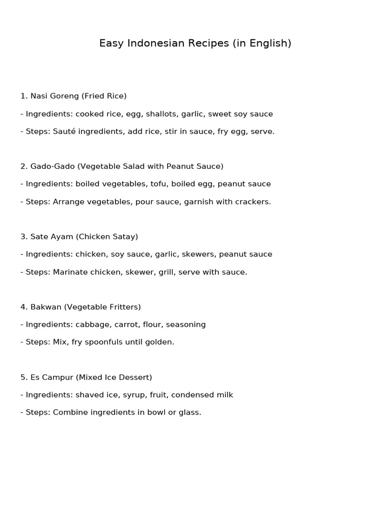 Easy Indonesian Recipes | PDF