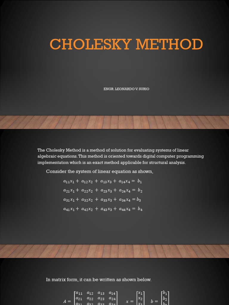 CS 520A The Cholesky Method | PDF | System Of Linear Equations | Matrix ...