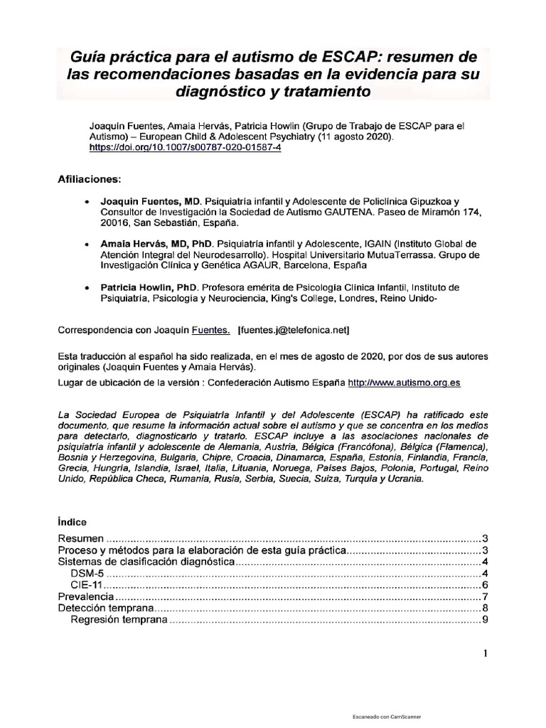 Guia Practica de Escap para El Autismo | PDF