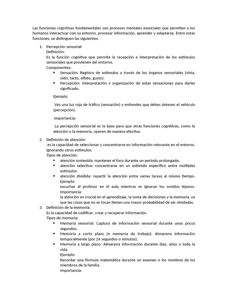 Las funciones cognitivas fundamentales son procesos mentales esenciales que permiten a los ...