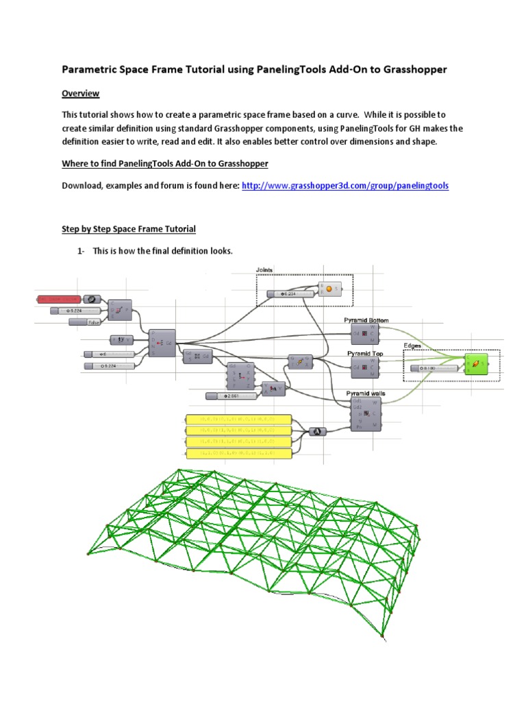 Parametric Space Frame Tutorial Using Paneling Tools | Curve | Dimension