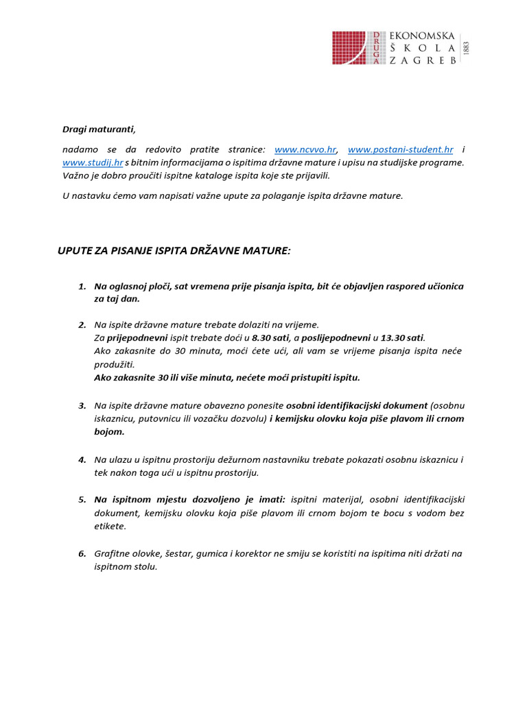 Upute Za Pisanje DM - Učenici 2025 | PDF