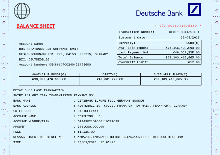 27.05.2025-49m-Swift 103 Gpi-Rbs Beratungs Und Software Gmbh-Pershing ...