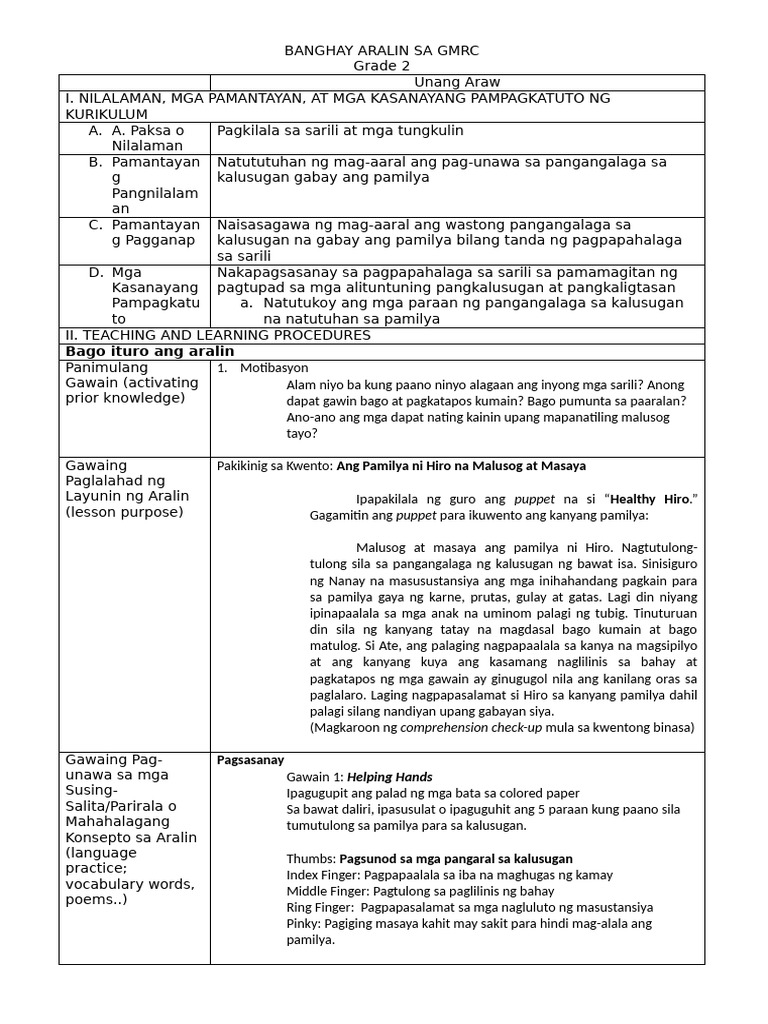 GMRC 2 Lesson Plan Template | PDF