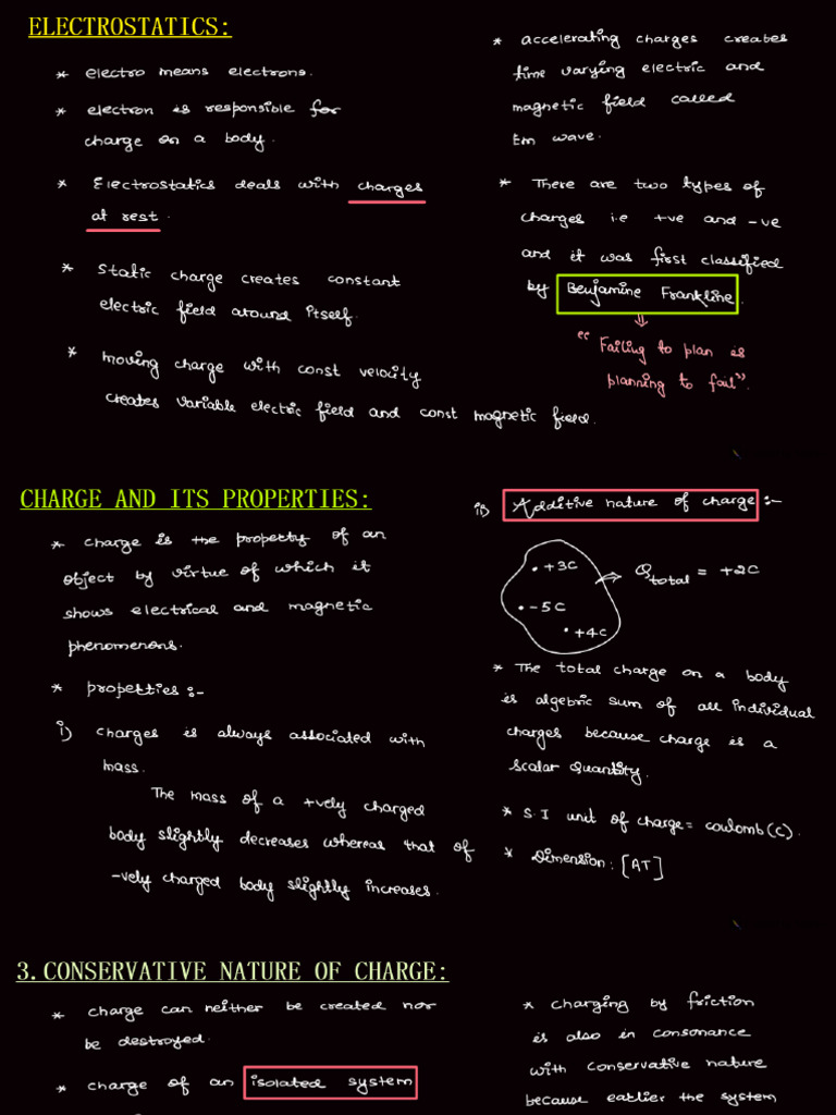 Electric Charge and Field Complete Notes by Manish Sir | PDF