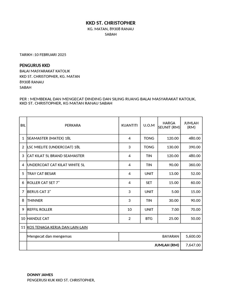 Barang-Barang Mengecat BMK KG - Matan | PDF