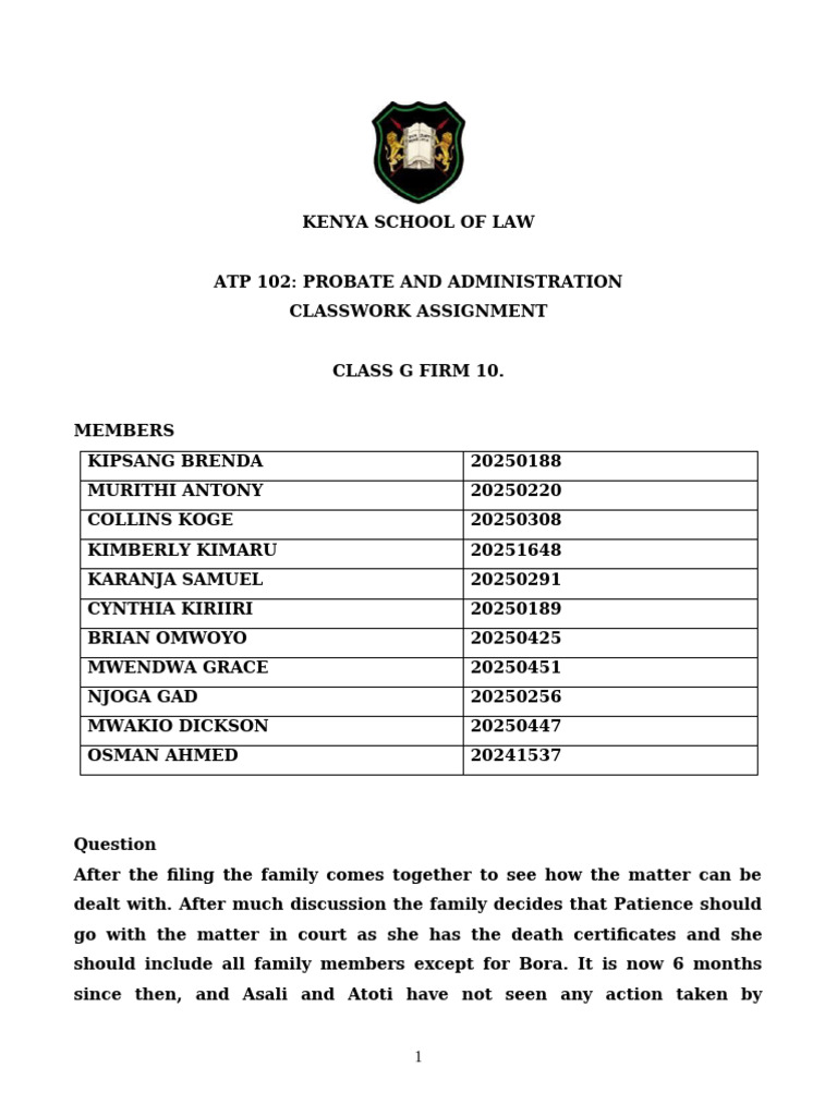FIRM 10 - ATP 102 PROBATE AND ADMINISTRATION ASSIGNMENT | PDF | Probate | Private Law