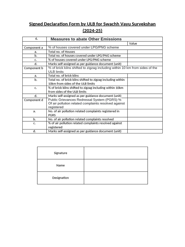 Sample Declaration Form 6 - ULB | PDF