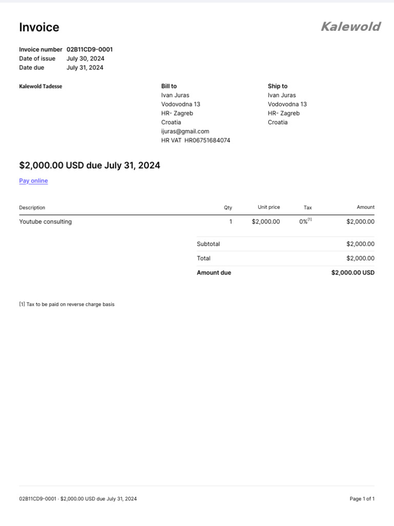 Invoice 02B11CD9 0001 | PDF