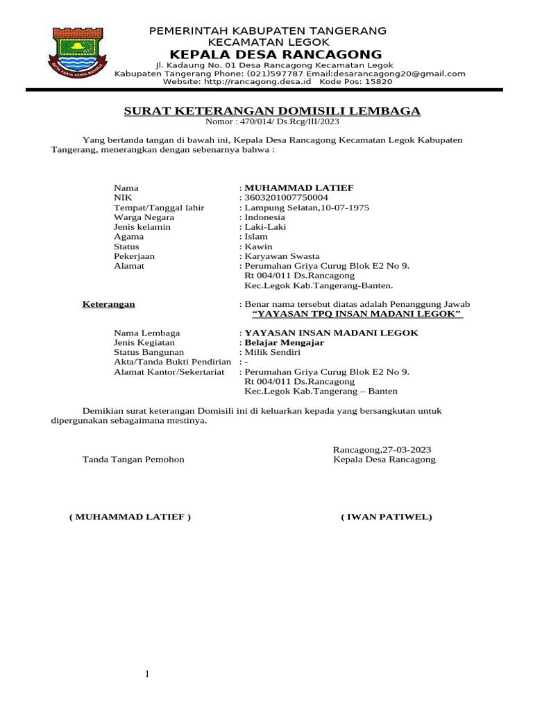 Surat Keterangan Domisili Usaha | PDF