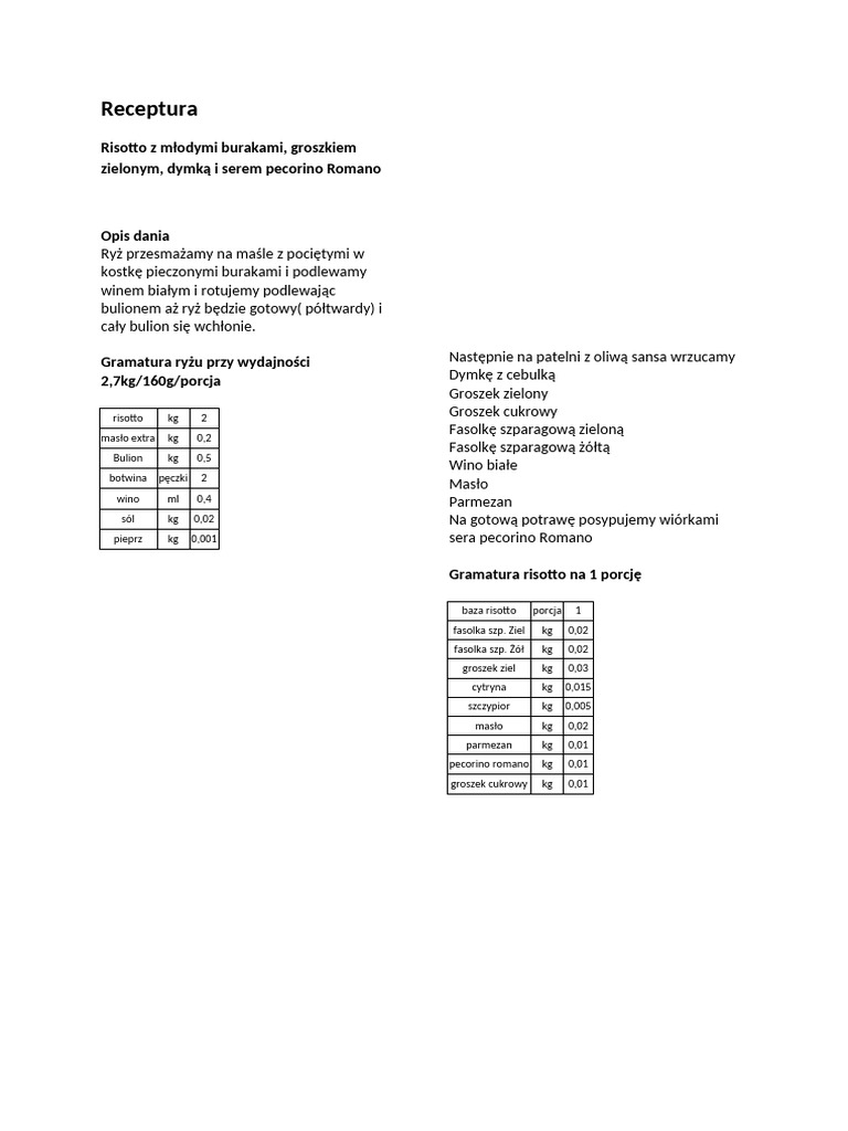 Receptura Risotto | PDF