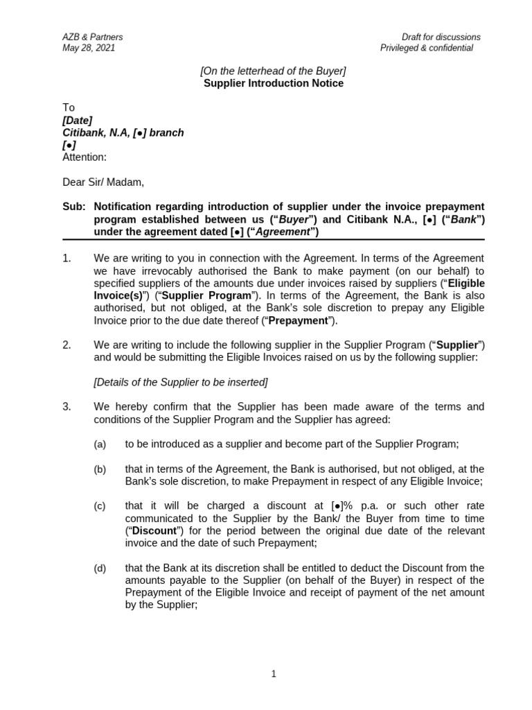 Supplier Introduction Letter | PDF | Invoice