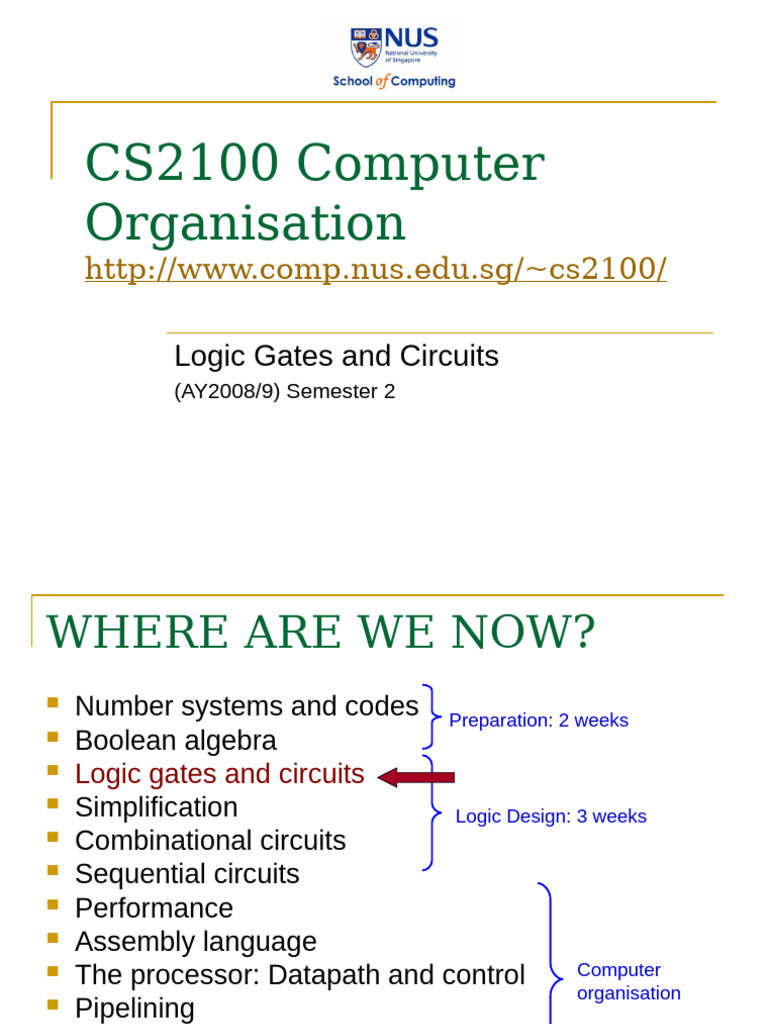 cs2100 4 Logic Gates and Circuits | PDF | Logic Gate | Electronics