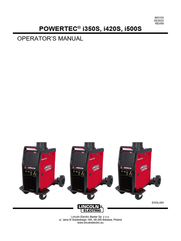 POWERTEC I500s K14185-1 - Operator's Manual | PDF | Welding | Construction