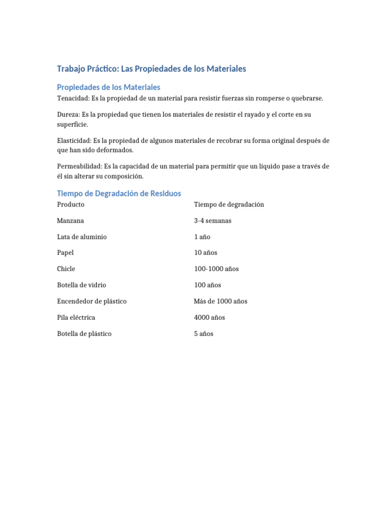 Trabajo Practico Materiales | PDF | El plastico | Materiales