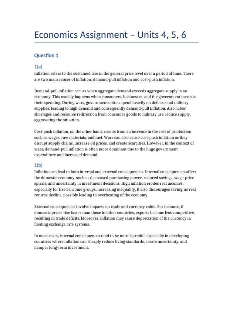 Economics Units 4 5 6 Assignment Part1 | PDF