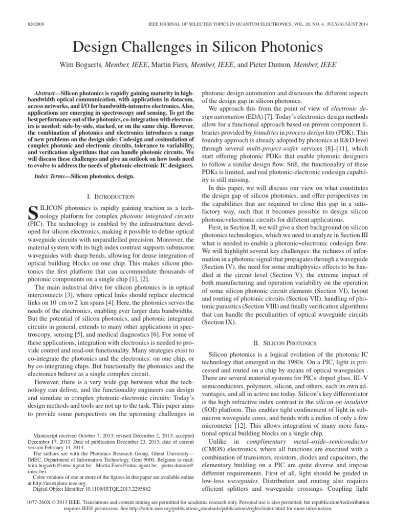 Design Challenges in Silicon Photonics | PDF | Photonics | Optics