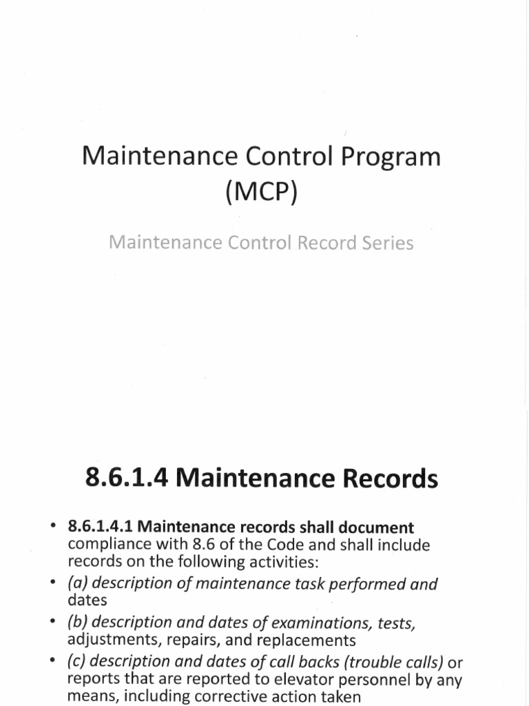 Elevator Maintenace Control Record Powerpoint | PDF