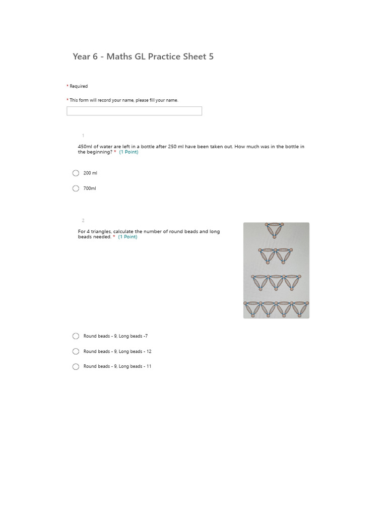 Year 6 - Maths GL Practice Sheet 5 | PDF