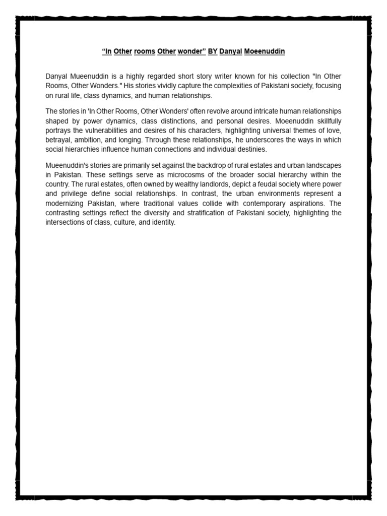 Danyal Moeenuddin's Social Narratives | PDF