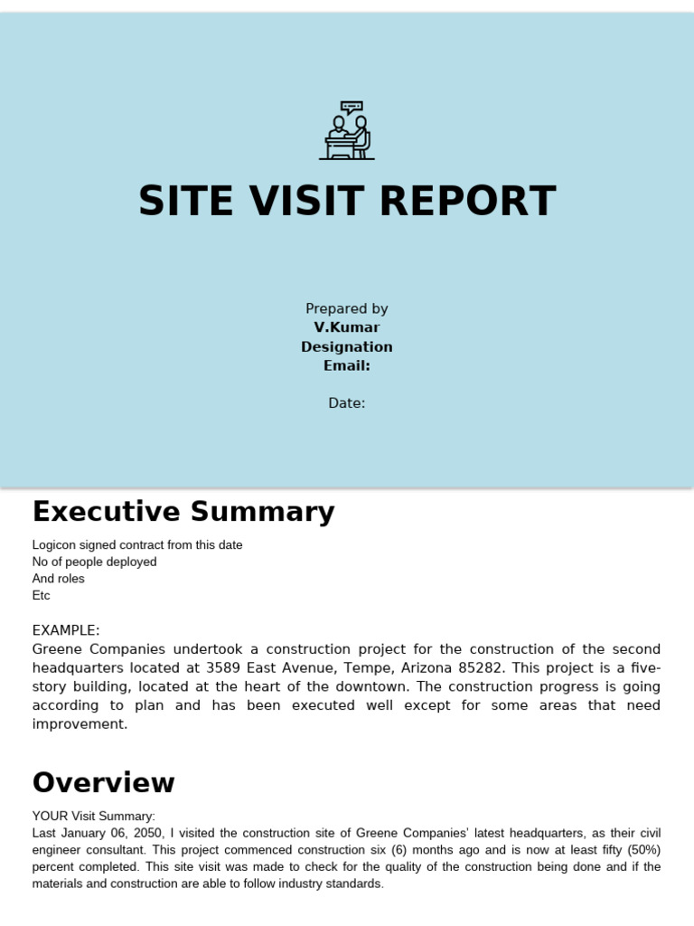 Construction Site Visit Report Summary | PDF