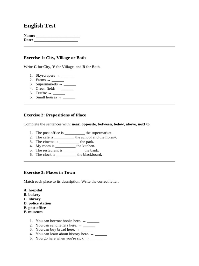 English Language Test Exercises | PDF