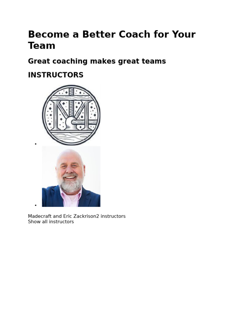 Become A Better Coach For Your Team | PDF | Mentorship | Goal