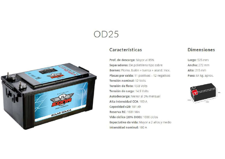 Bateria Edna Od25 12v - 180ah | PDF