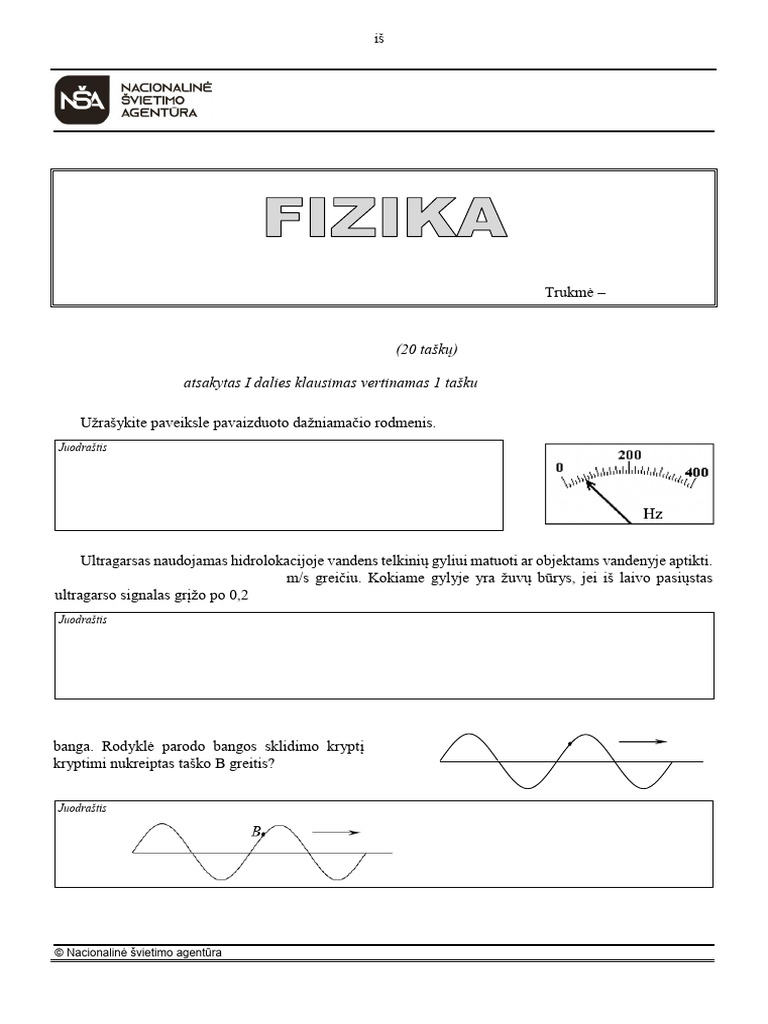 FIZIKA 2-dalies-VBE-uzduotis FIN R1 | PDF