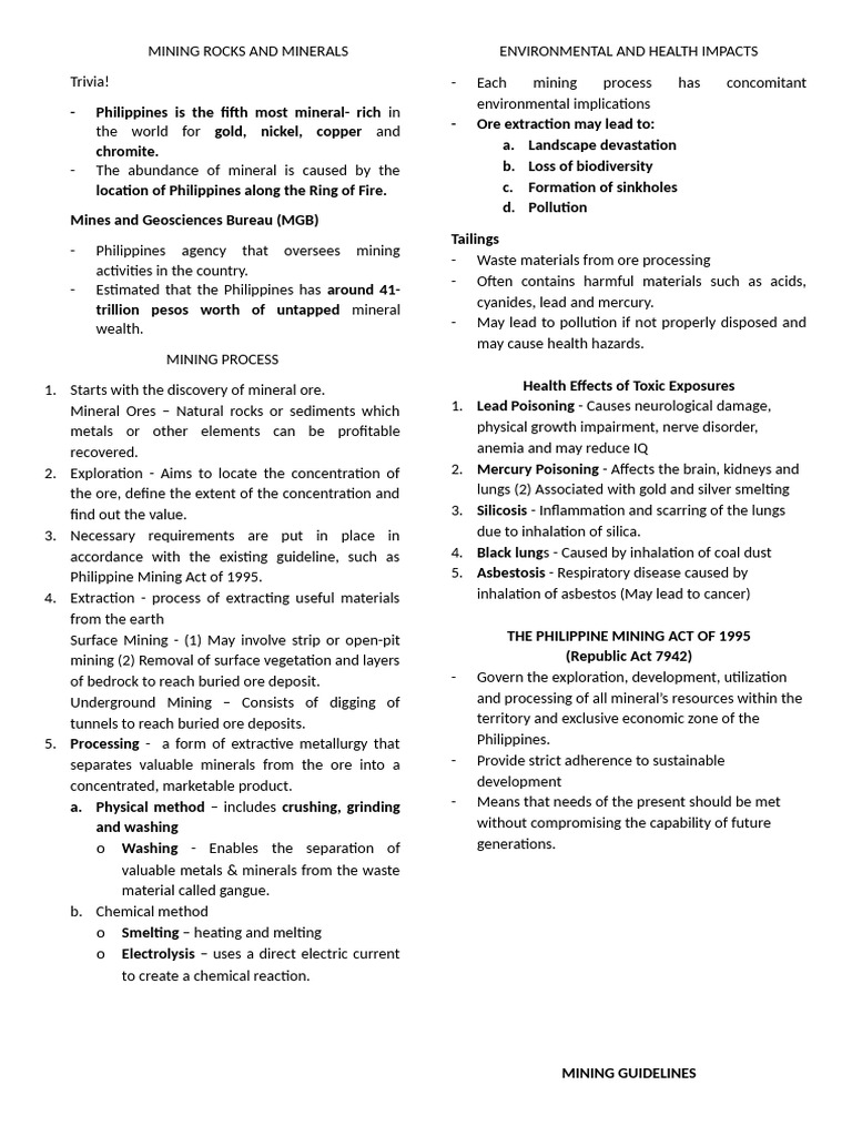 Mining Rocks and Minerals | PDF | Mining | Ore