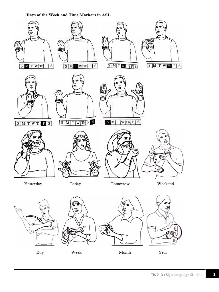 ASL Vocabulary: Time, Colors, Education | PDF