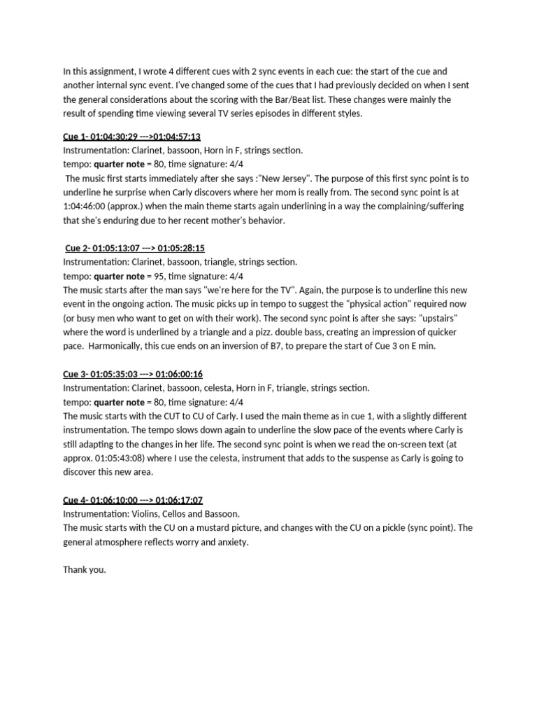 The Writing of Different Scene Cues | PDF