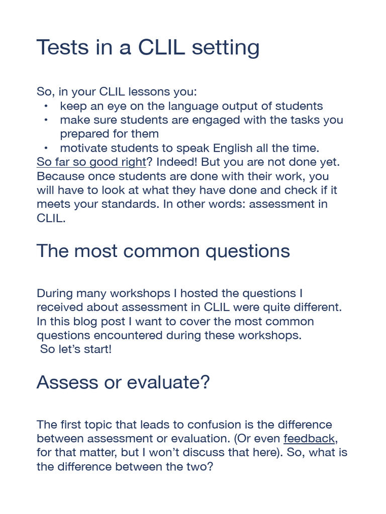 Tests in The CLIL Classroom | PDF | Human Communication | Cognition
