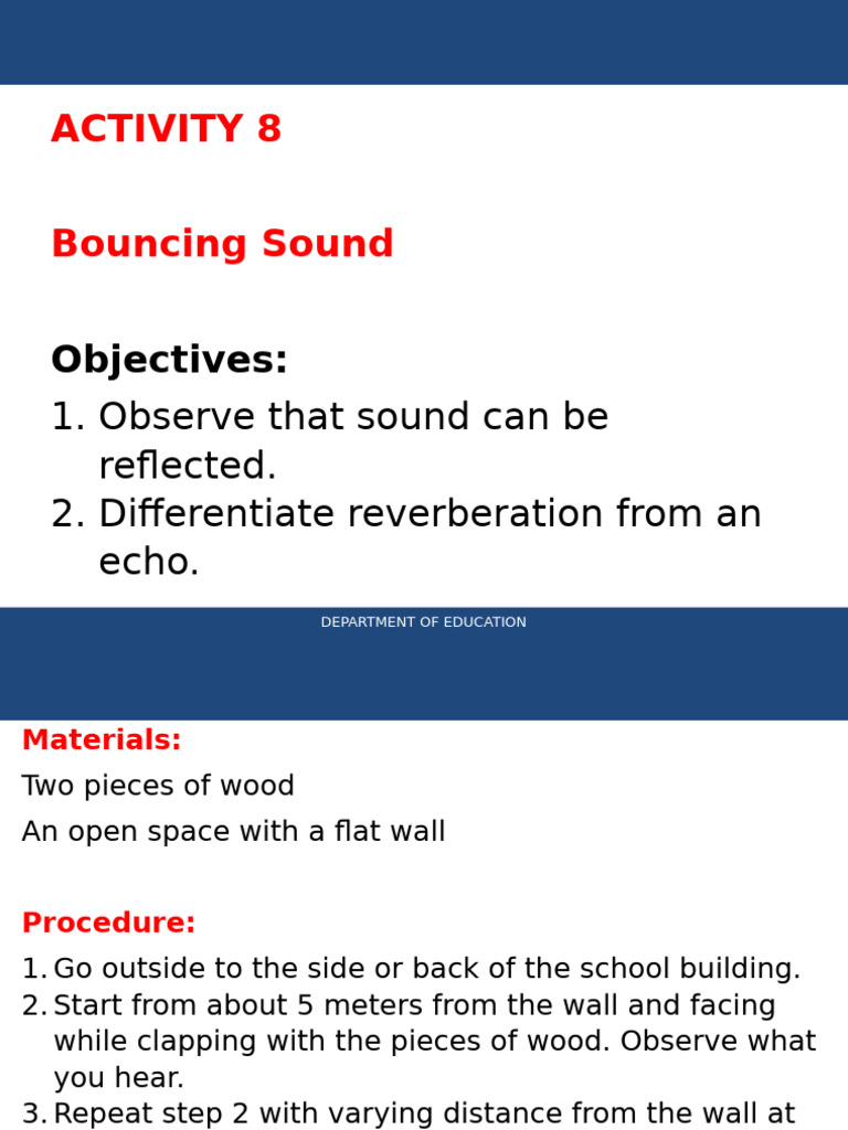 Cluster 8 Activity 8 Bouncing Sound | PDF