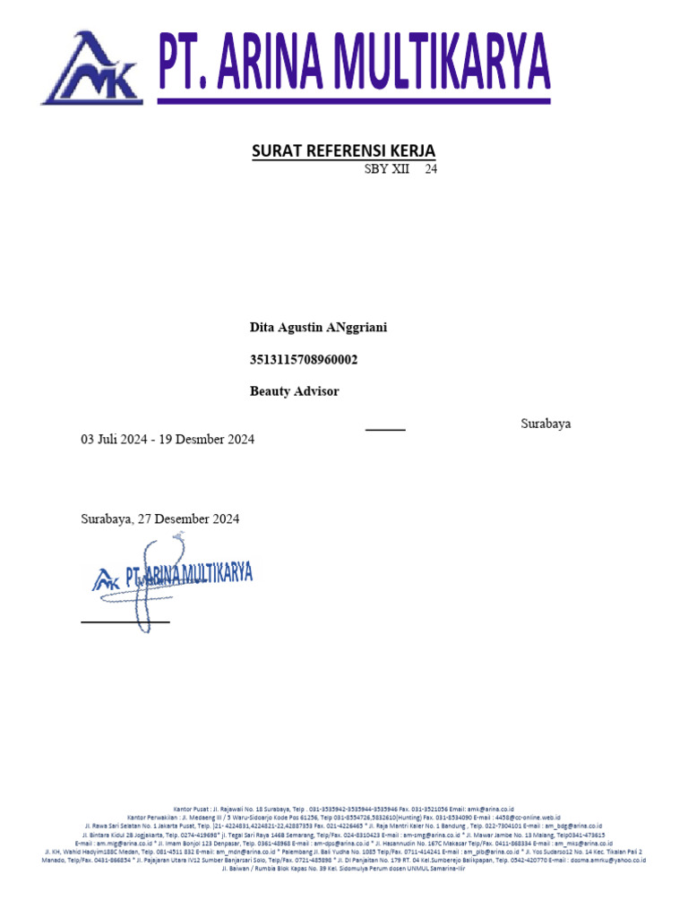 Arina Multi Karya Surabaya | PDF