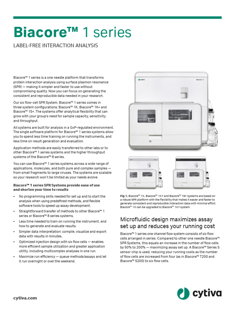 Biacore 1 Series Data File | PDF | Ligand (Biochemistry) | Surface ...