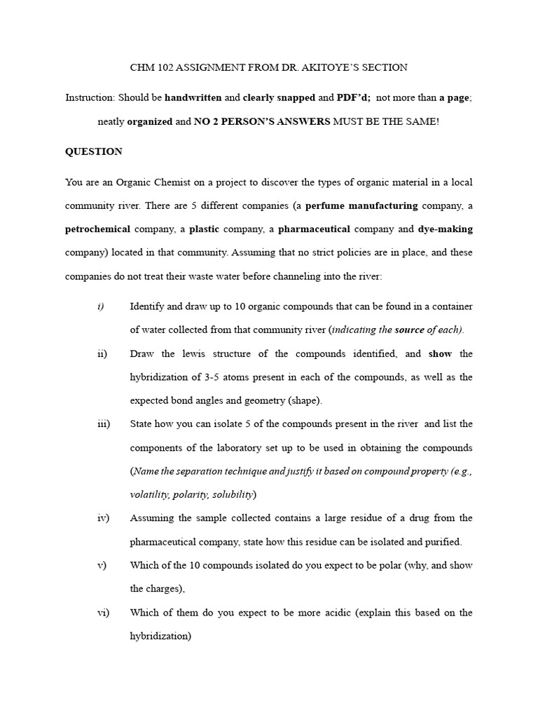 CHM 102 Assignment From DR Akitoye | PDF