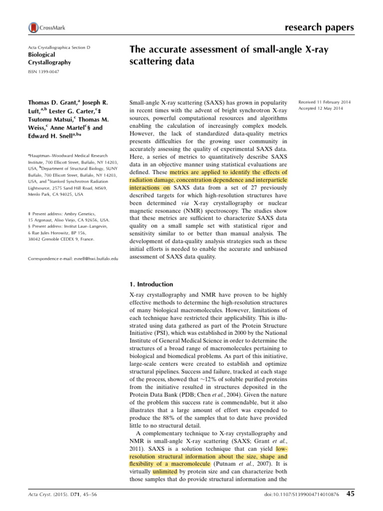 2015 SAXS Data Evaluation | PDF | Regression Analysis | X Ray Crystallography