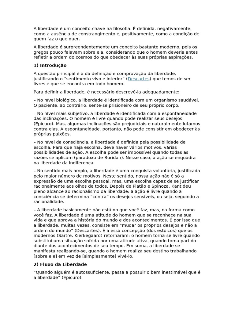 A Filosofia da Liberdade e Determinismo | PDF | Liberdade | Jean ...