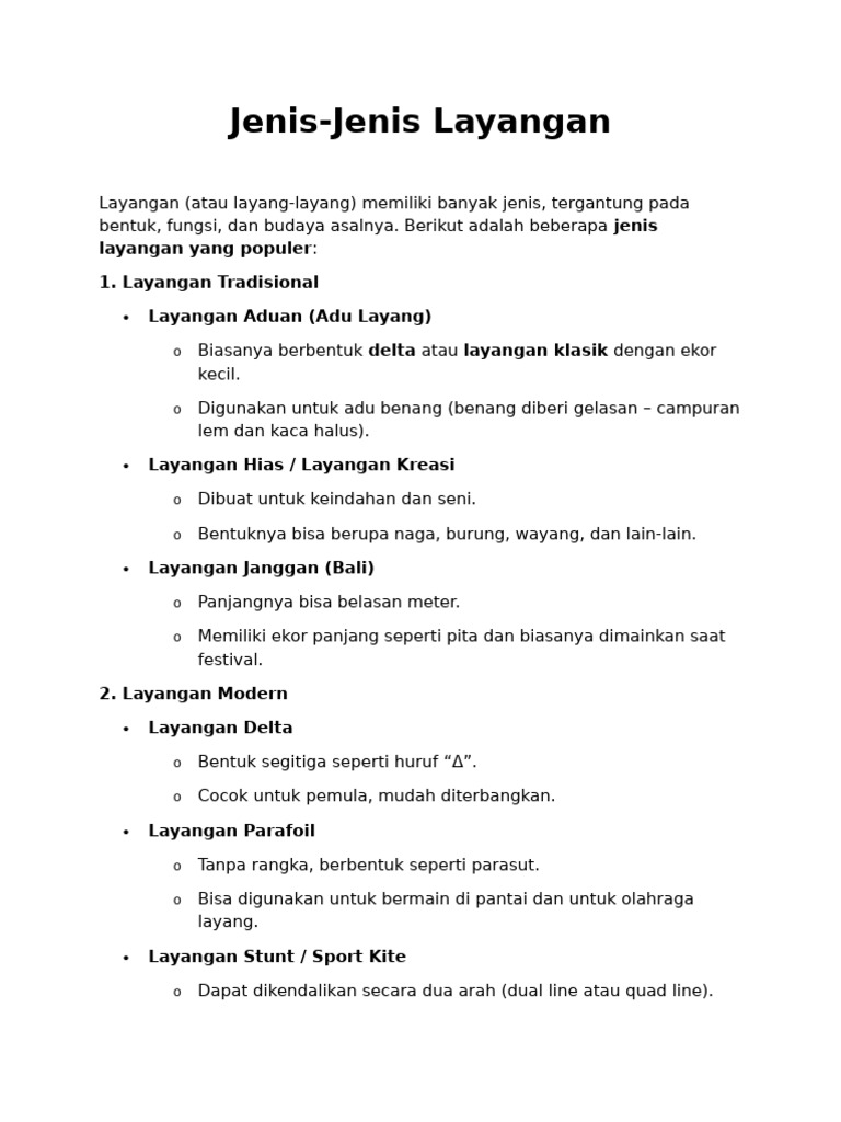 Jenis-Jenis Layangan | PDF