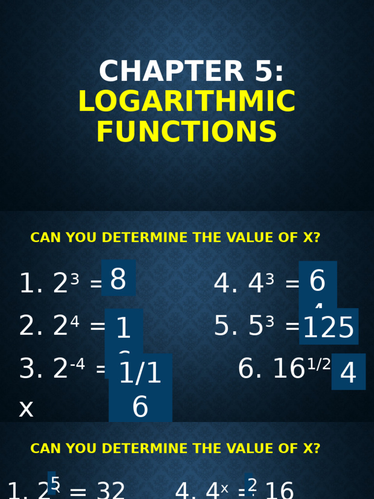 Chapter 5 - Logarithmic Functions | PDF | Exponentiation | Mathematical Concepts