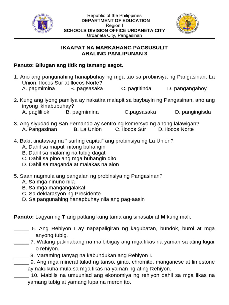 AP3 Q4 Exam For Printing | PDF