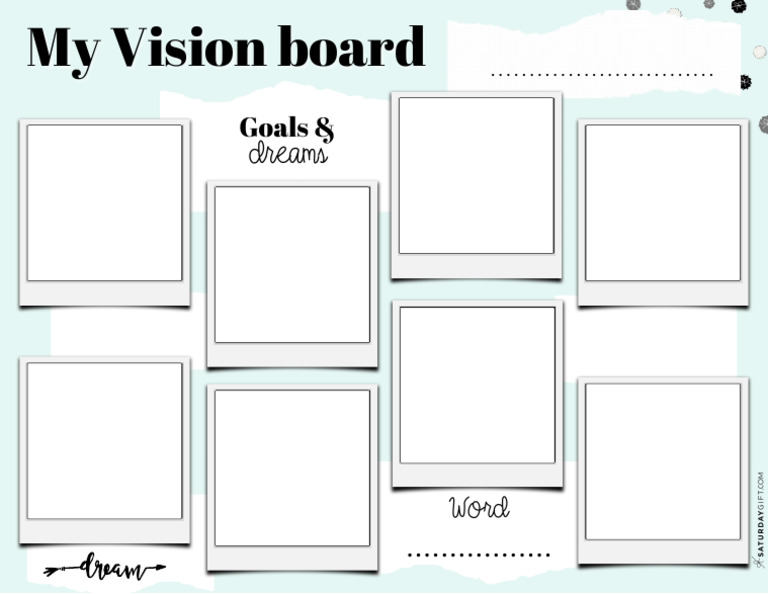 Cute Vision Board Template Green by SaturdayGift | PDF