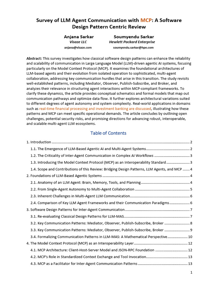 LLM Agent Communication via MCP Patterns | PDF | Information | Computing