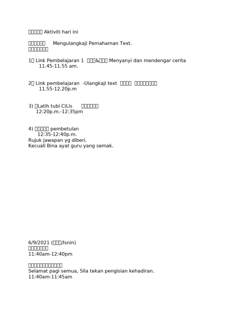 Aktivti 6 SEPT Isnin | PDF