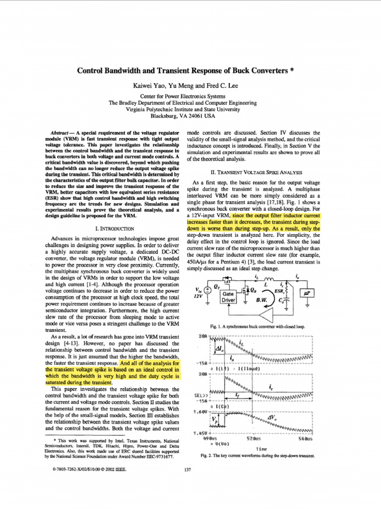 Control Bandwidth and Transient Response of Buck Converters | PDF | Inductor | Electrical ...