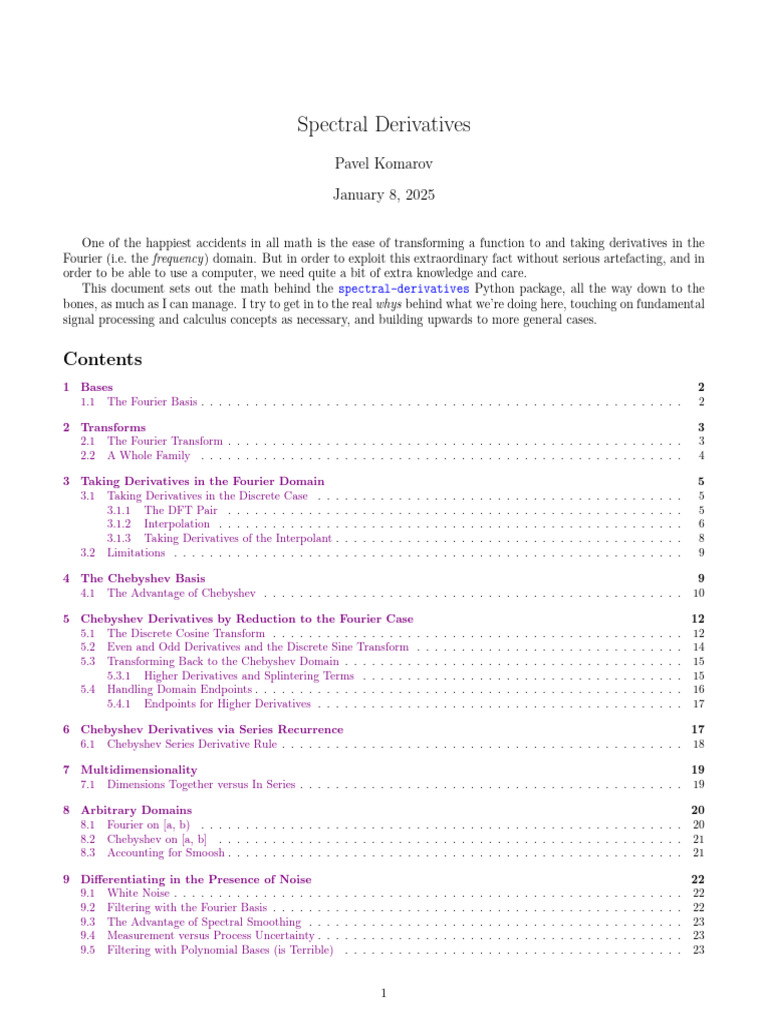 Spectral Derivatives | PDF | Basis (Linear Algebra) | Discrete Fourier ...
