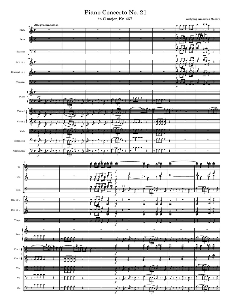 Mozart W.A - Piano Concerto No. 21 in C Major Kv. 467 | PDF | Concerto | Musical Compositions