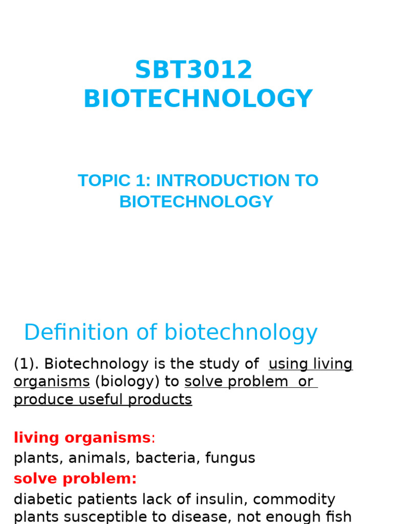 01 - Introduction To Biotechnology | PDF