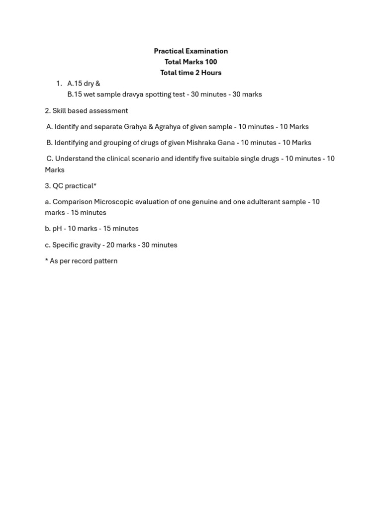 Practical Examination Guidelines and Marks | PDF